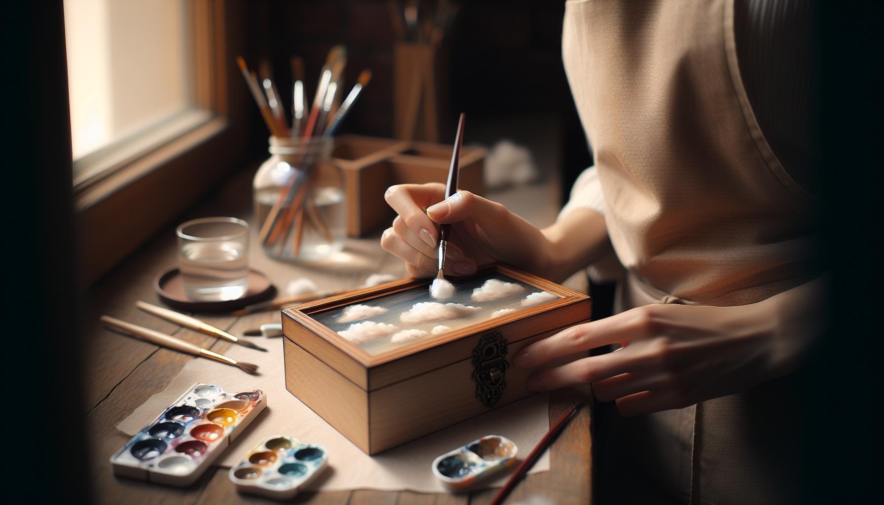 How To Paint Clouds With Acrylic Paint On Jewelry Box Lids » MissJ.eu